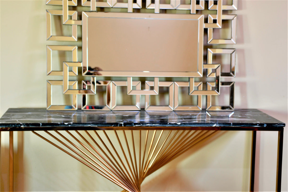 Infinity Metal Console Rose Gold - Marble top – Tekton Furnishers