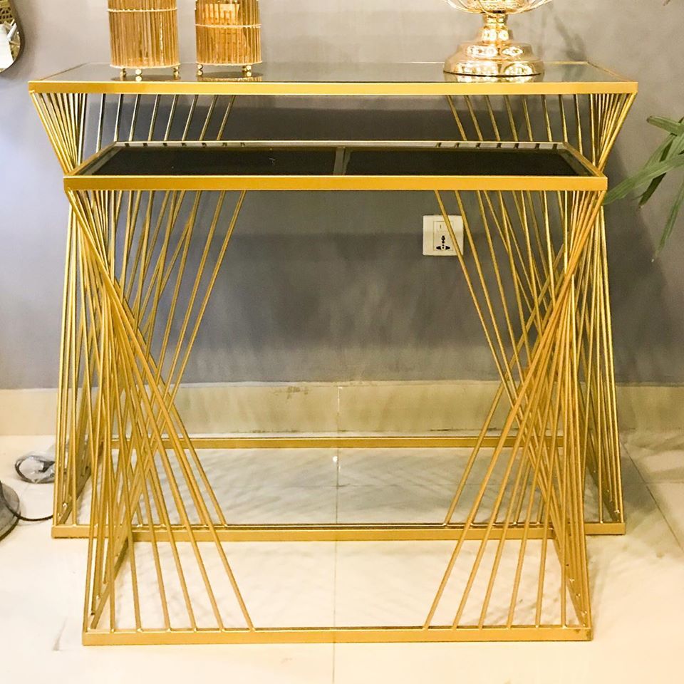 Modern Metal Console with Glass Top – Tekton Furnishers
